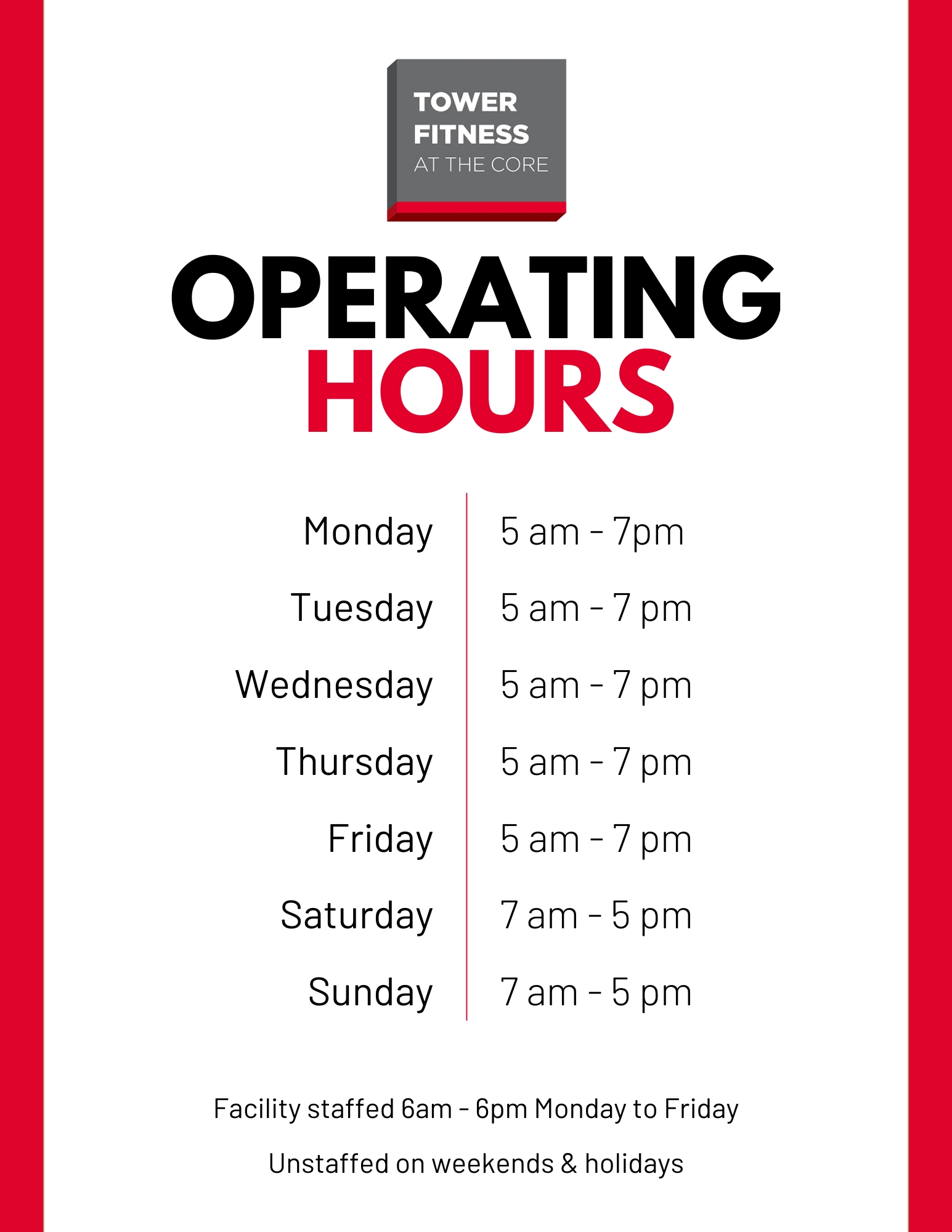 Tower Fitness at the CORE – Tenant only fitness centre